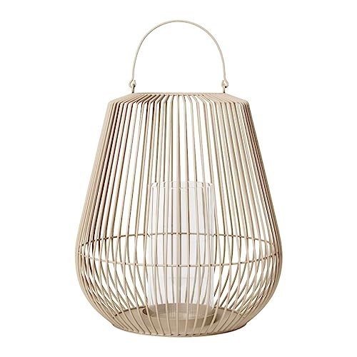 blomus NIDEA Decorative Lantern 18" x 21", Mourning Dove (Lt. Brown/Grey)