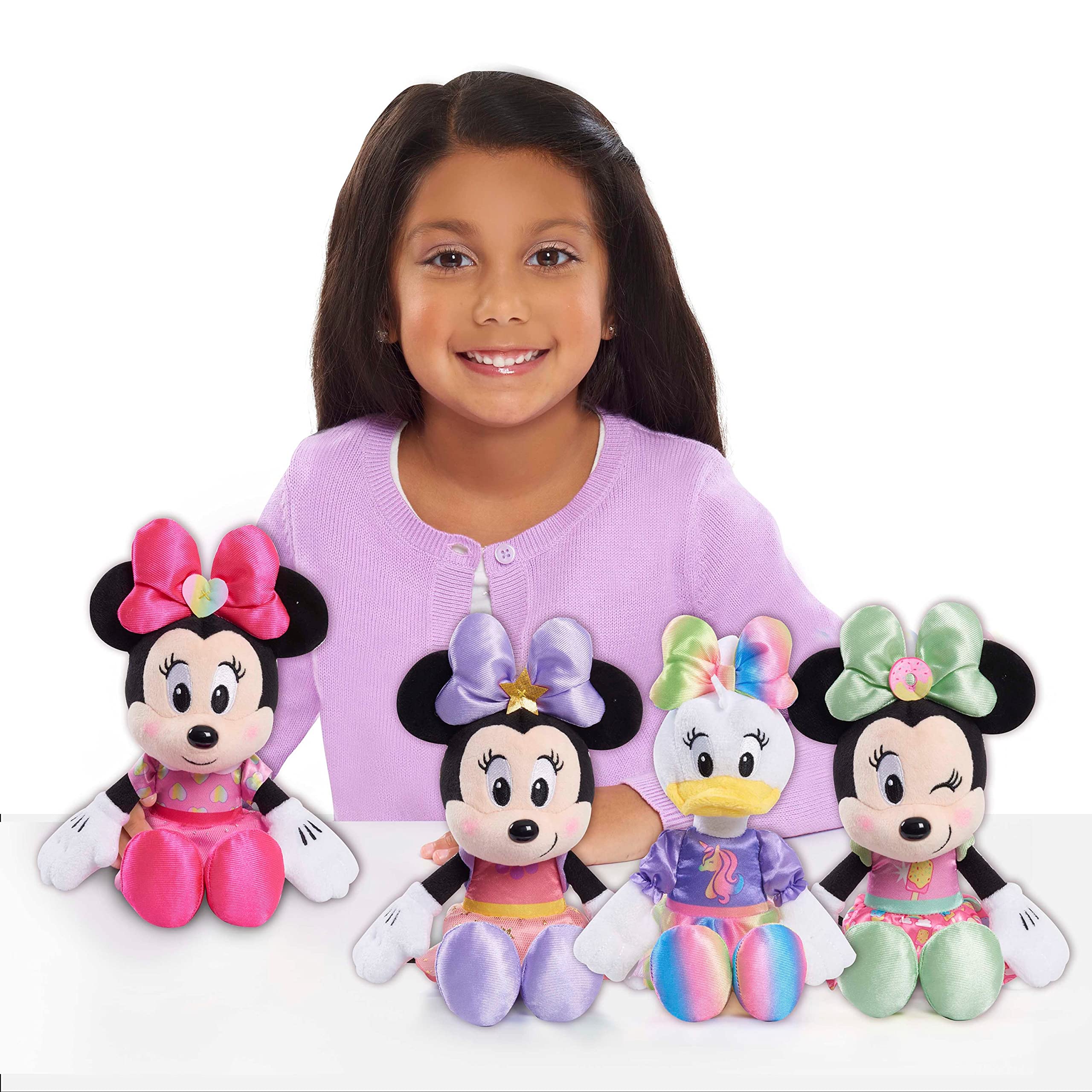 Disney Junior Minnie Mouse 8-Inch Small Unicorn Daisy Beanbag Plush, Daisy Duck In Purple and Rainbow Unicorn Dress, Stuffed Animal