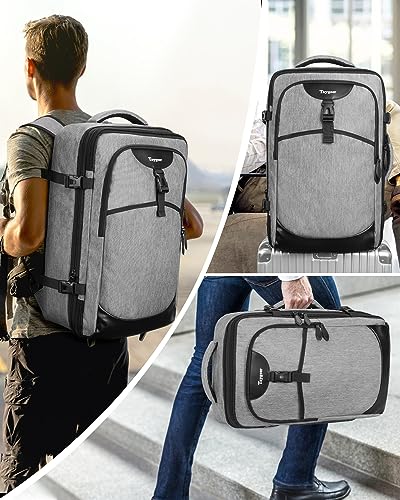 Carry on Backpack, 50l Large Travel Backpack with 3 Packing Cubes, Expandable Airline Approved 17inch Laptop Backpack, Business Weekender Daypack Overnight Luggage Duffel Bag Gifts for Men Women,Grey