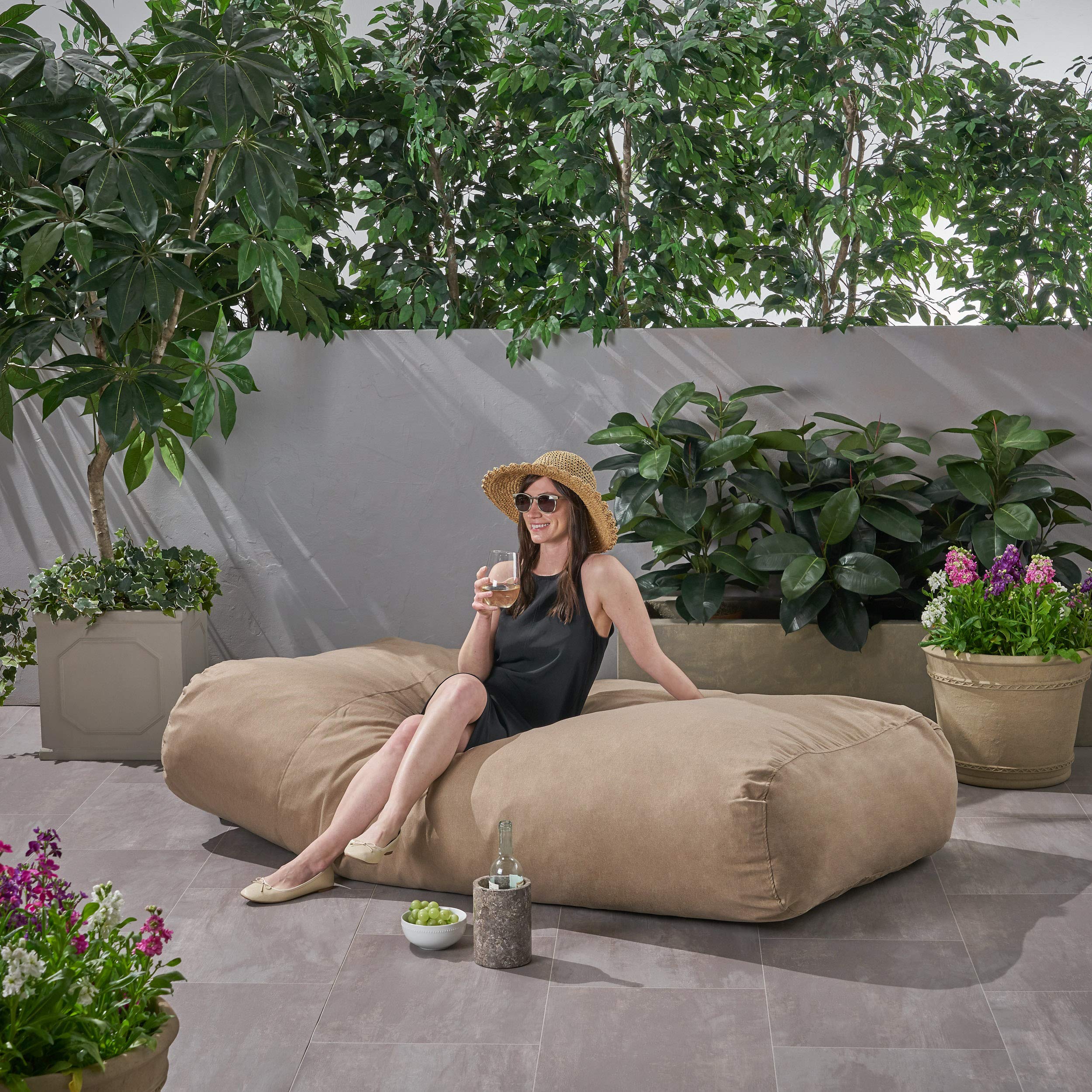 Christopher Knight Home Vivien Outdoor Water Resistant 6'x3' Lounger Bean Bag, Tuscany, Small