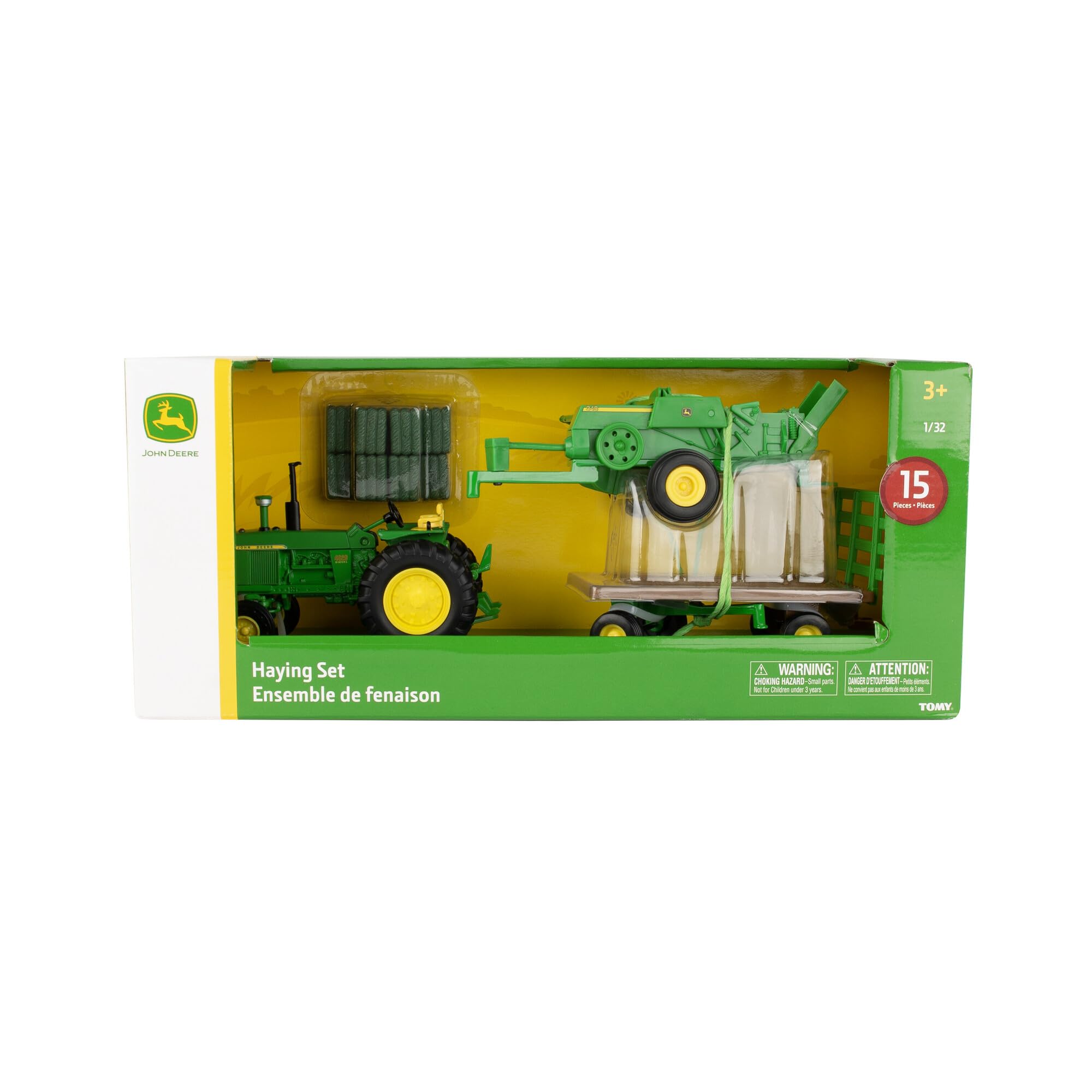 ERTL John Deere Haying Set - 1:32 Scale - Collectible John Deere Toys - Authentic Die-Cast Farm Toys - 3 Years and Up