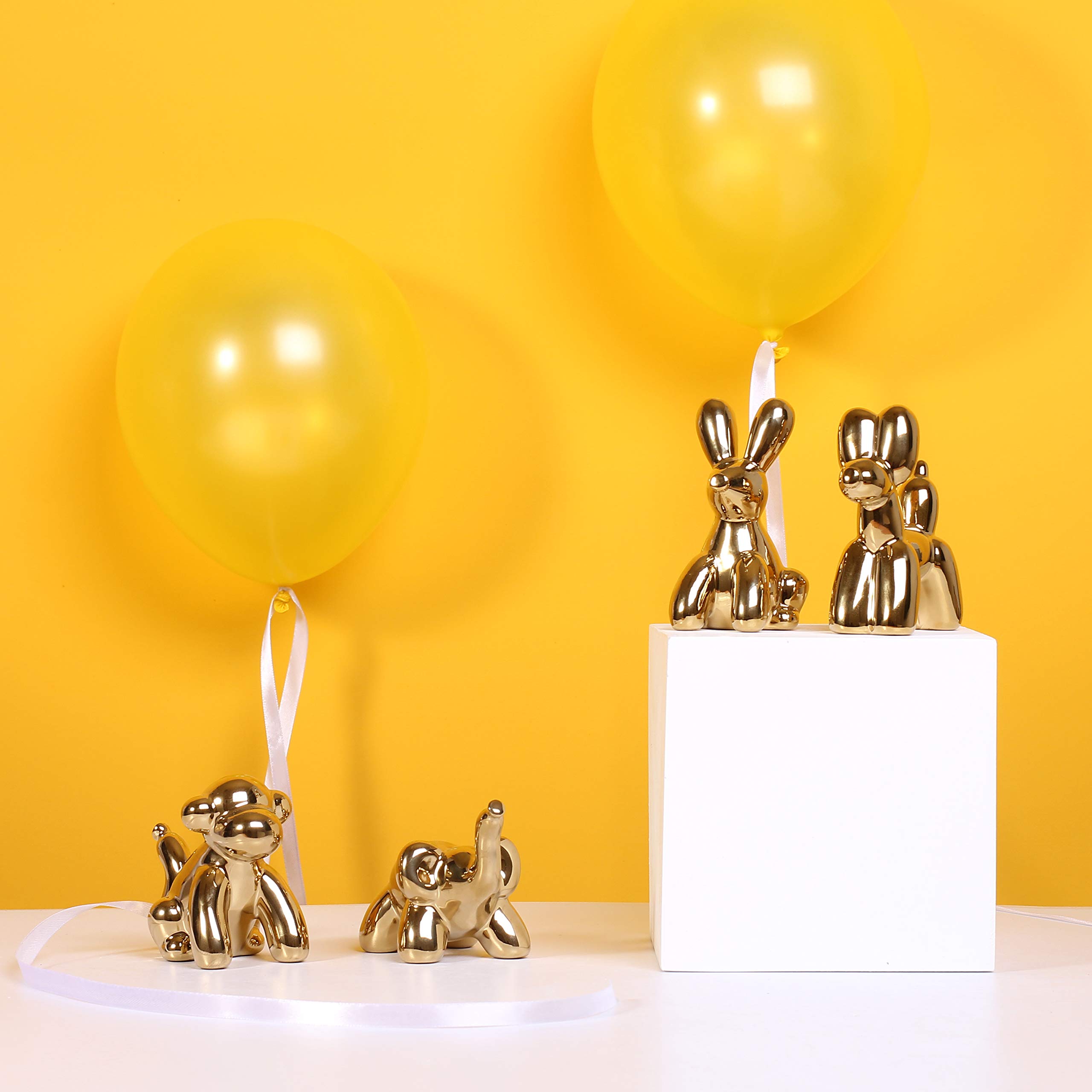 Ardax Gold Home Décor Balloon Figurine Accent, Small Ceramic Animal Statue Handmade Sculpture Ornament (Dog)