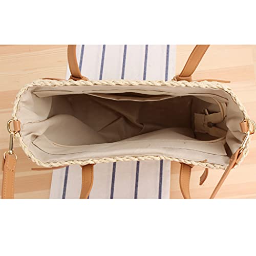 H.S.G.K Women's Summer Handbag Casual Multifunctional Shoulder Bags Straw Handbag Ladies Vintage Square Basket