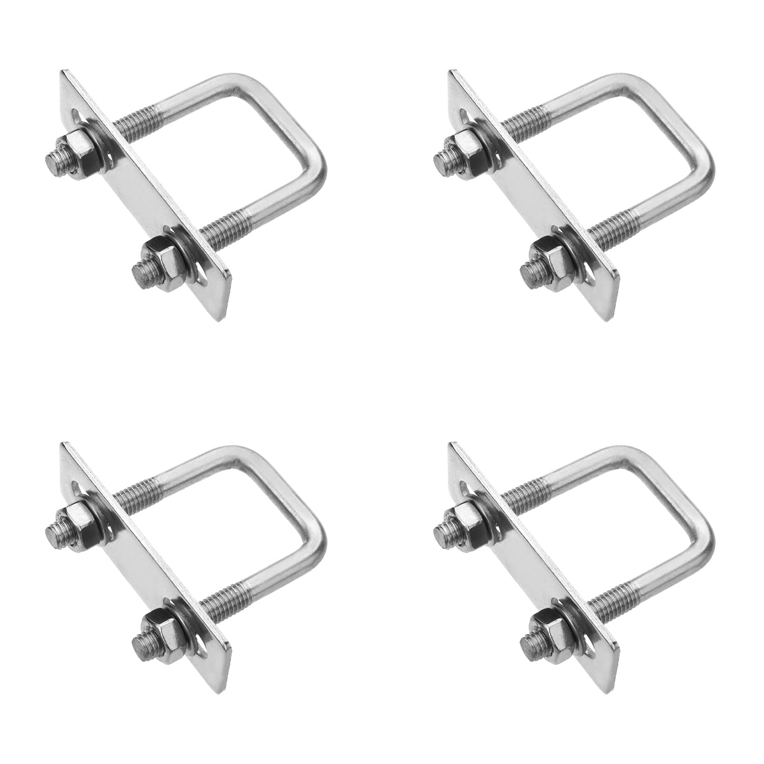 Yinpecly 4Pack Square U-Bolts 1"(25mm) Inner Width 304 Stainless Steel U-Bolts M6 with Washers and Nuts for Automobiles Trailer, Ski Boat, or Sailboat Trailer, M6x25x50mm