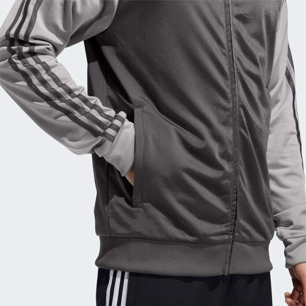 adidas Essentials Men's 3-Stripes Track Jacket, Black/Active Maroon/Black, Small