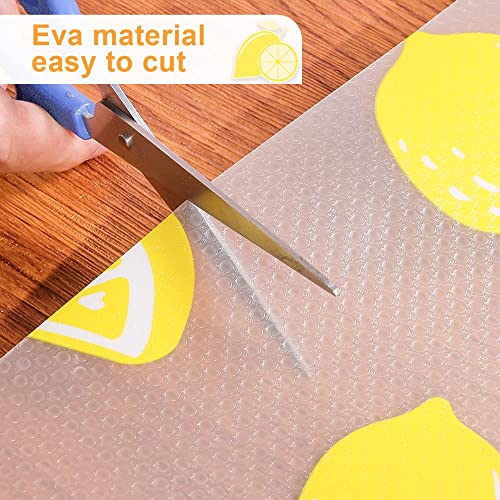 Cooyes Shelf Liner for Kitchen Cabinets Non-Adhesive Drawer Liner Non-Slip Refrigerator Liner - Best Shelf Liner, Fridge, Drawer, Cupboard Liner (Lemon,17.7 x 59 Inch)