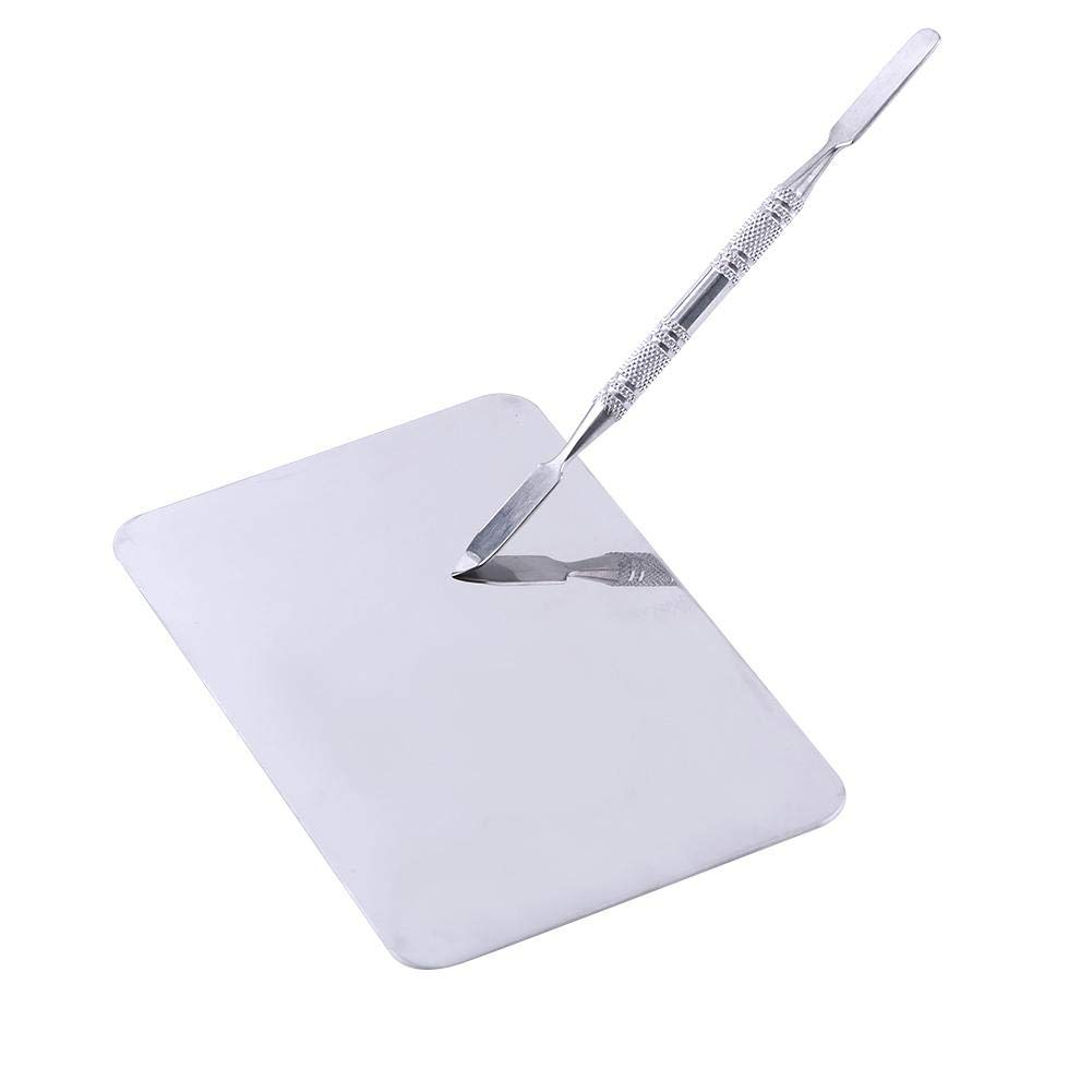 Rotekt Small Stainless Steel Makeup Palette Rectangle Shape Mixing Plate Tools With Spatula