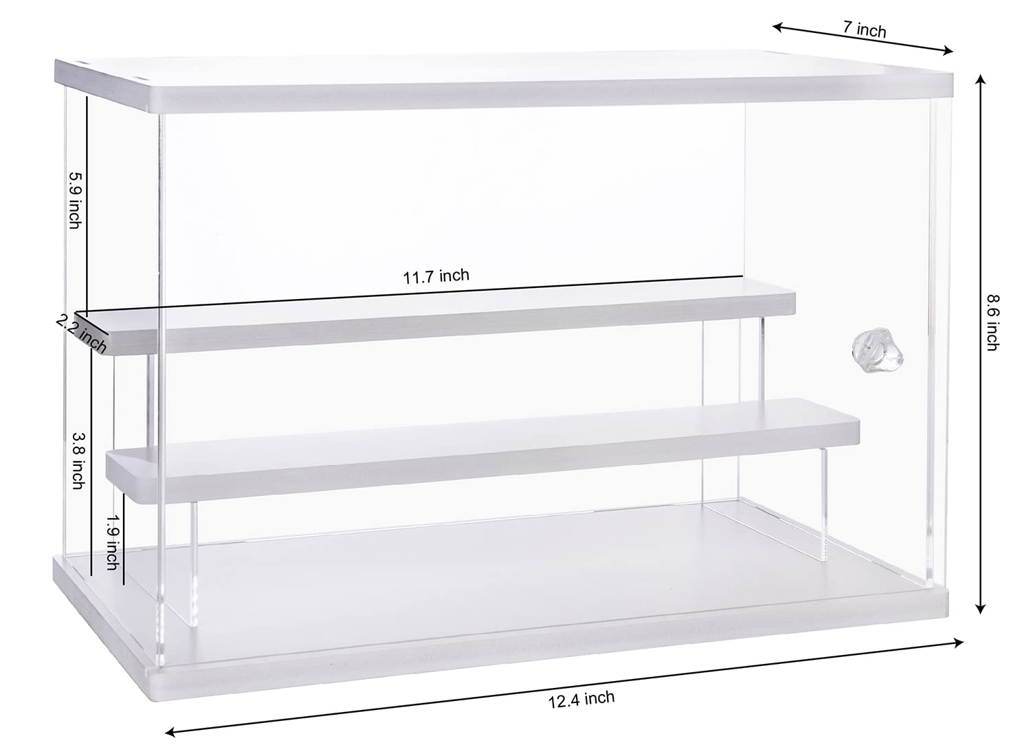Acrylic Display Case, Clear Display Storage Box Countertop Cube, 3 Tiers with 2 Removable Ladder Shelves Dustproof Protection Showcase for Action Figures, Any Toys, Collectibles - 12.4x7x8.6in