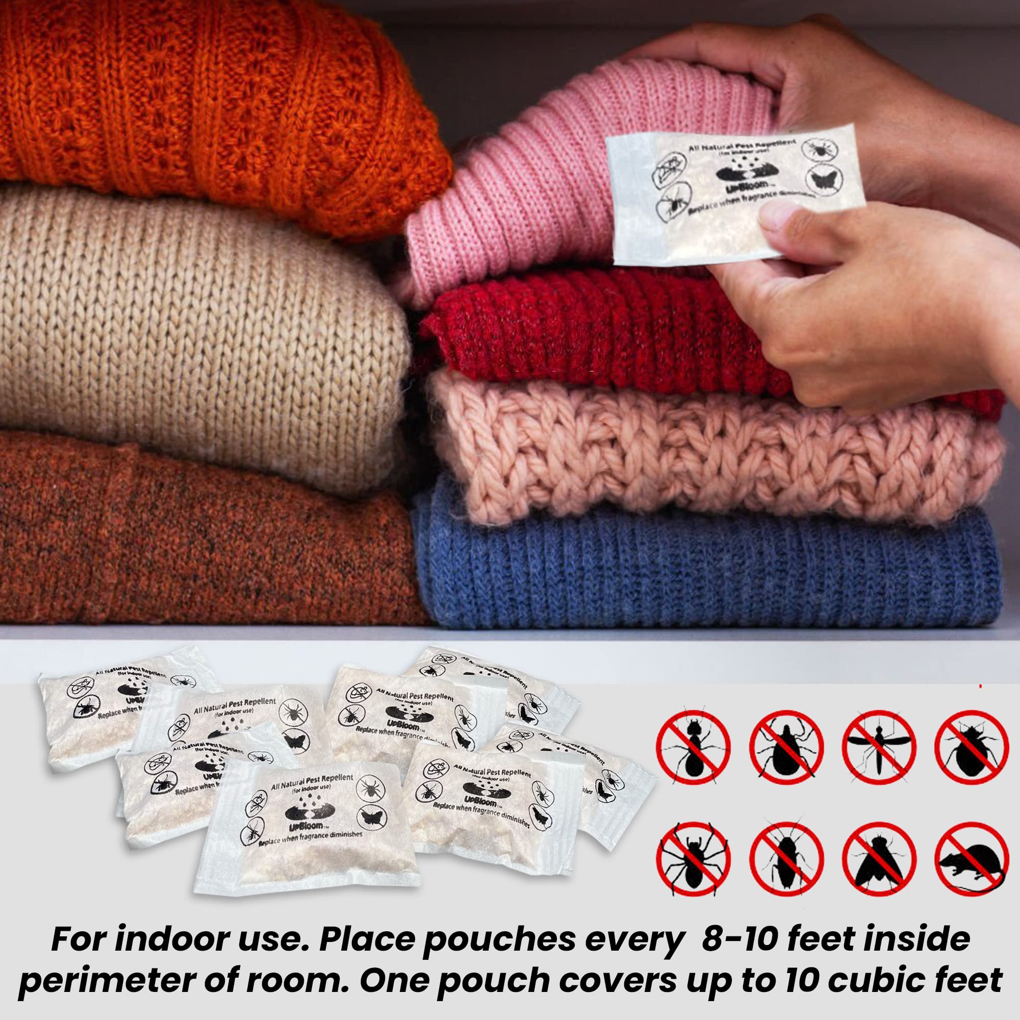 UpBloom | Pest Prevent All-Natural Pest Repellents β Home and Garage Defense from Mouse, Spider, Roaches, and Insects β 10 Pest Control and Repeller Pouches for Pest Defense and Insect Pest Control