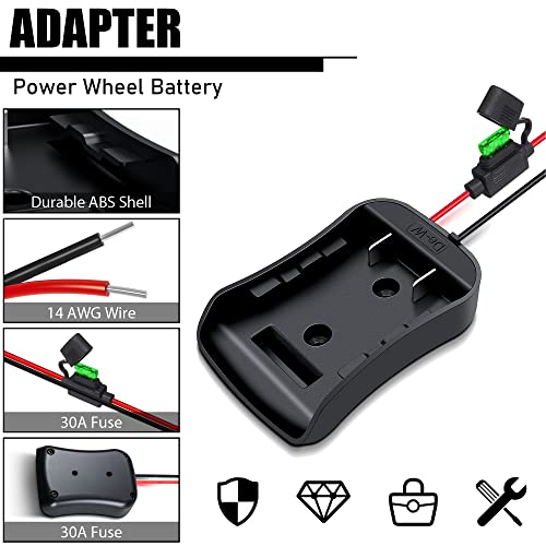 Battery Adapter for Dewalt Battery, Power Wheel Adapter for Dewalt 20v Battery,Power Wheels Battery Conversion Kit with Fuse and 14 Gauge Wire Connector for Ride On Truck, Robotics, Rc Toys