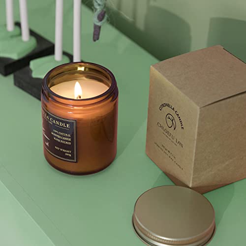 CHLOEFU LAN Citronella Candles Outdoor & Indoor 100% Soy Wax Jar Candles 45 Hours Burning Decorative Candles for Garden Camping Patio,Summer Candles,Highly Scented, 7.1 Oz, 2 Pack