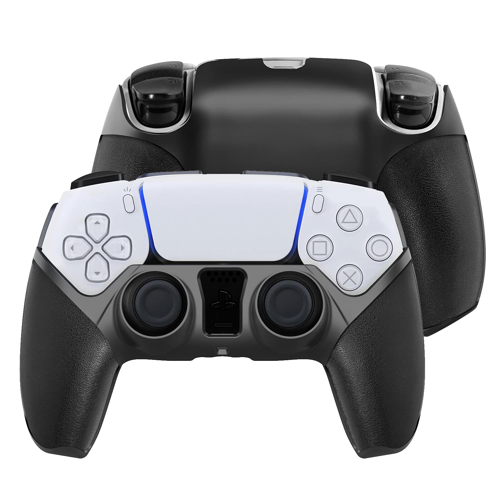 Hacker's Protective PS5 Controller Case Cover with Genuine Leather,Better Grip for Game Experience(Black)