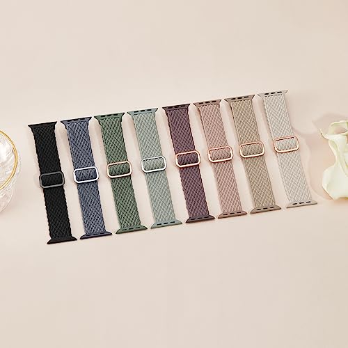 Braided Solo Loop Compatible with Apple Watch Band 38mm 40mm 41mm Women Men, Adjustable Stretchy Bands Elastic Sport Wristbands for iWatch Series 9 8 7 6 5 4 3 2 1 SE