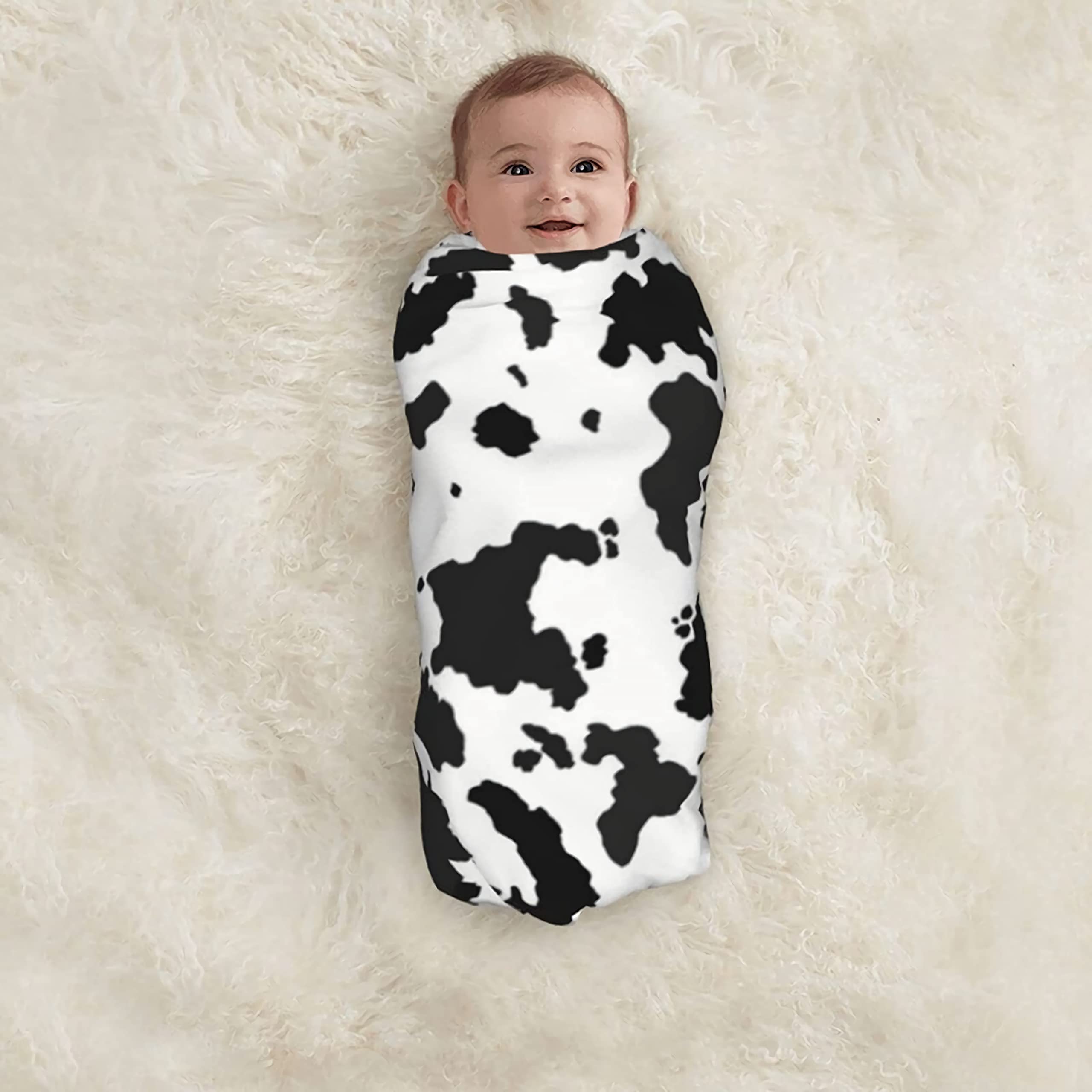 Belinyo Dalmatian Cow Baby Swaddle Blankets Nursing Cover Infant Receiving Blankets for Crib, Stroller, Travel(36x 36 Inch)