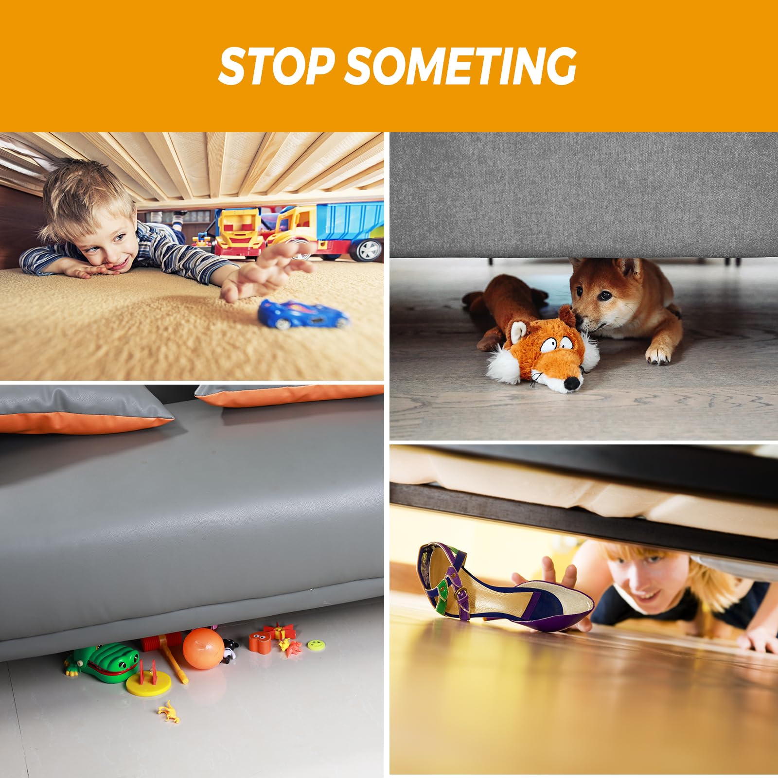 APOCAlLIS Transparent Toy Blocker for Under Furniture, Under Couch Blocker (4" H 16" L),8 Pack Bed Blockers for Under Bed