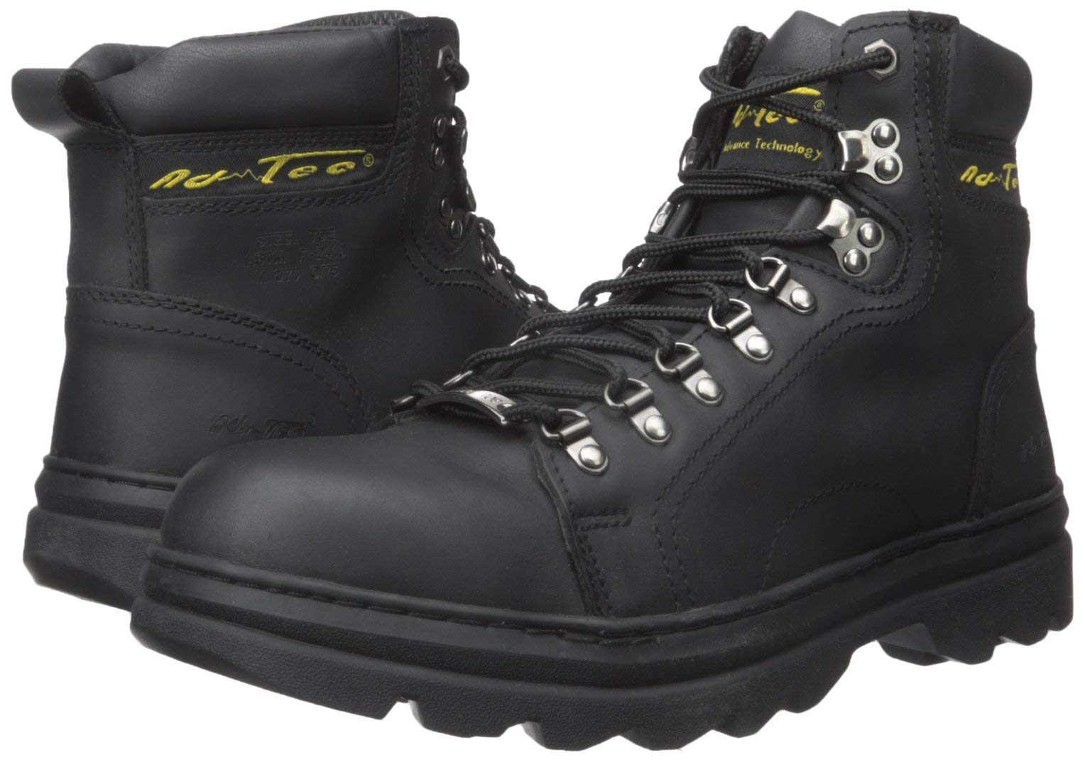 Ad Tec Men's 6" Ankle Laceup Leather Certified Work & Hiker Boot | Steel Toe, Padded Collar, Cushioned Insole & Oil Resistant Outsole