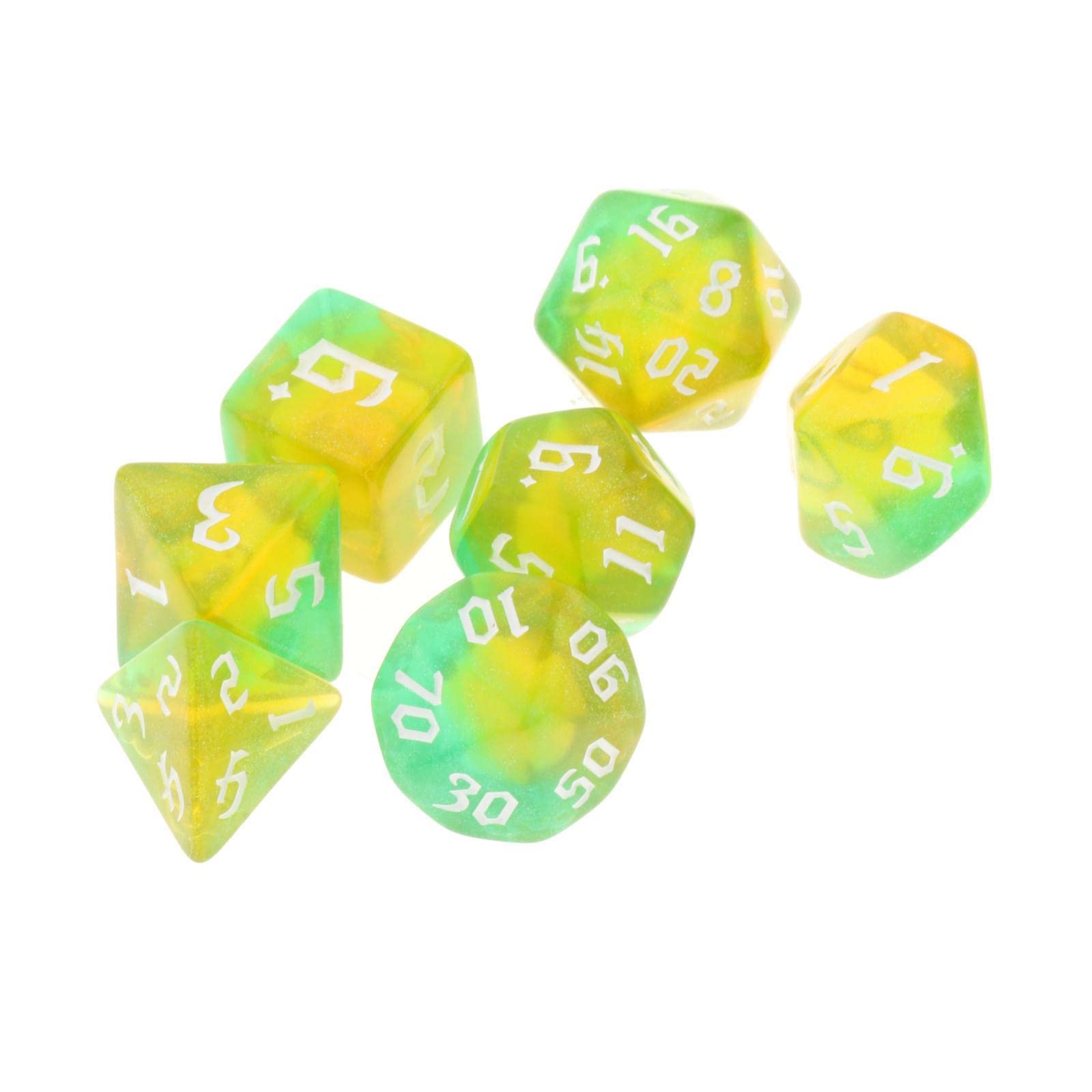 AMLESO Pack of 7 Polyhedral Dices Set Party Toys,D with Pouch for Role Playing Table Games,Classroom Accessories,Math Teaching, Orange