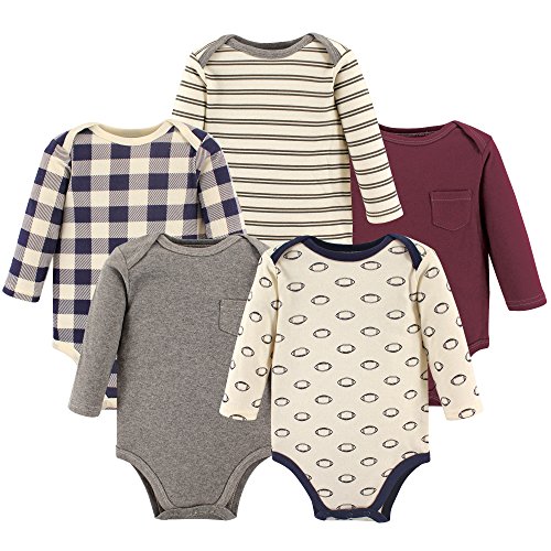 Hudson Baby baby girls Cotton Long-sleeve Bodysuits Bodysuit, Burgundy Football, 12-18 Months US