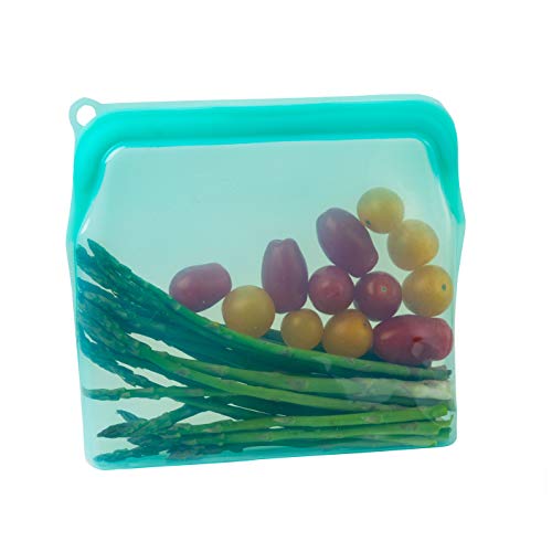 BluePerlOne Two-30 oz. 100% Silicone Reusable Food Storage Bags (2 Pack) - Eco-friendly, Food-Grade, Leak-Proof Zipper Bags - Microwave, Oven, Sous Vide, Dishwasher & Freezer Safe (4 Cups/ 30 oz.)