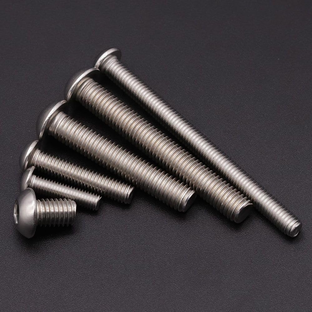 RoyceMart 1/4-20 x 1-1/2" (25 Pack) Hex Socket Button Head Cap Screws Bolts, Allen Socket Drive, 304 Stainless Steel 18-8, Bright Finish, Full Machine UNC Threads