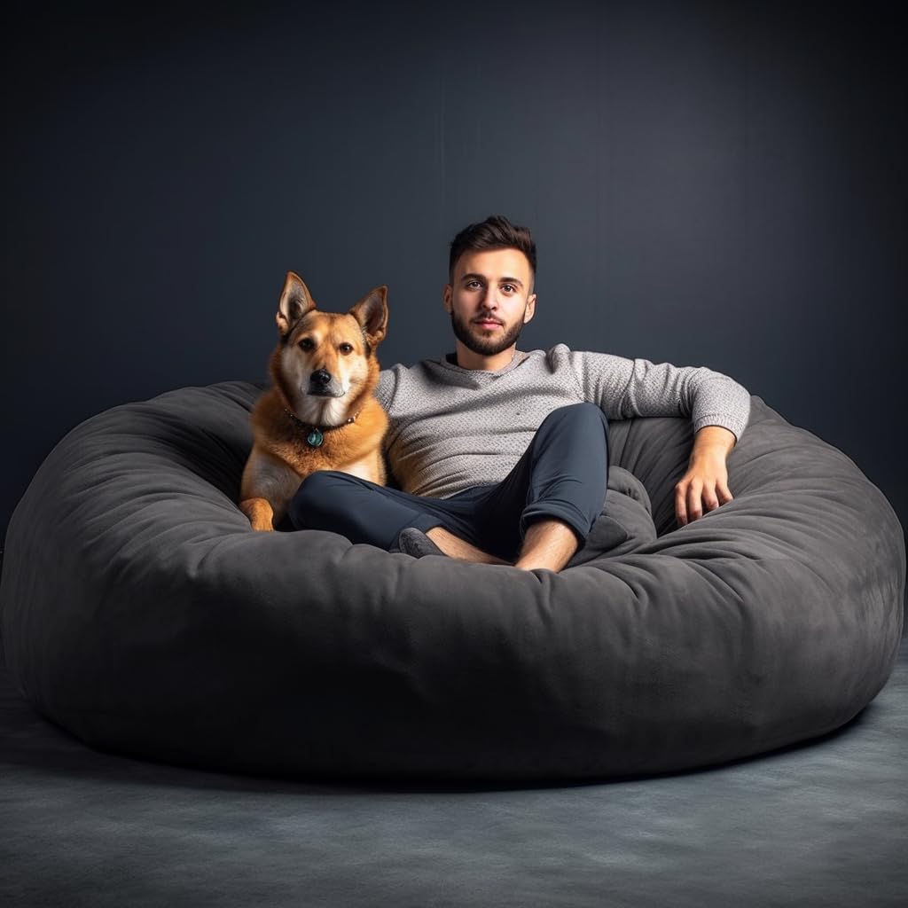 6' Big Giant Bean Bag Chairs for Adults Teens, Bean Bag Couch with Memory Foam Filling, Removable Micro Suede Cover & Inner Liner