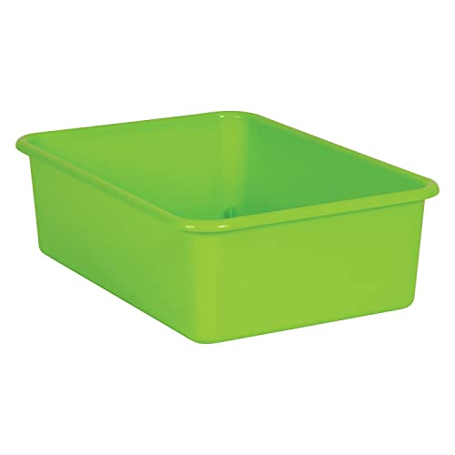 Teacher Created Resources TCR20409-3 Plastic Storage Bin, Large, 16.25-Inch x 11.5-Inch x 5-Inch, Lime, Pack of 3