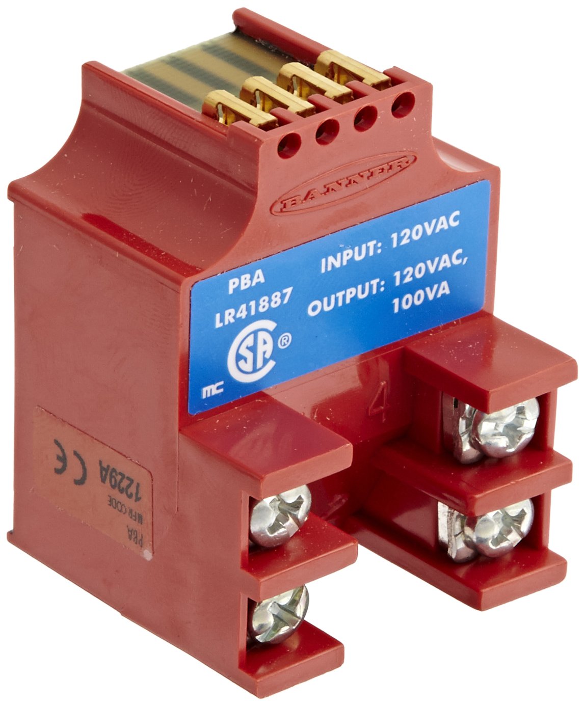 Banner PBA Multi Beam Sensor, 3 and 4 Wire Power Blocks, Relay Output Type, 250 Output Capacity, 130 VAC Supply Voltage, 2.5VAC On StateV Saturation