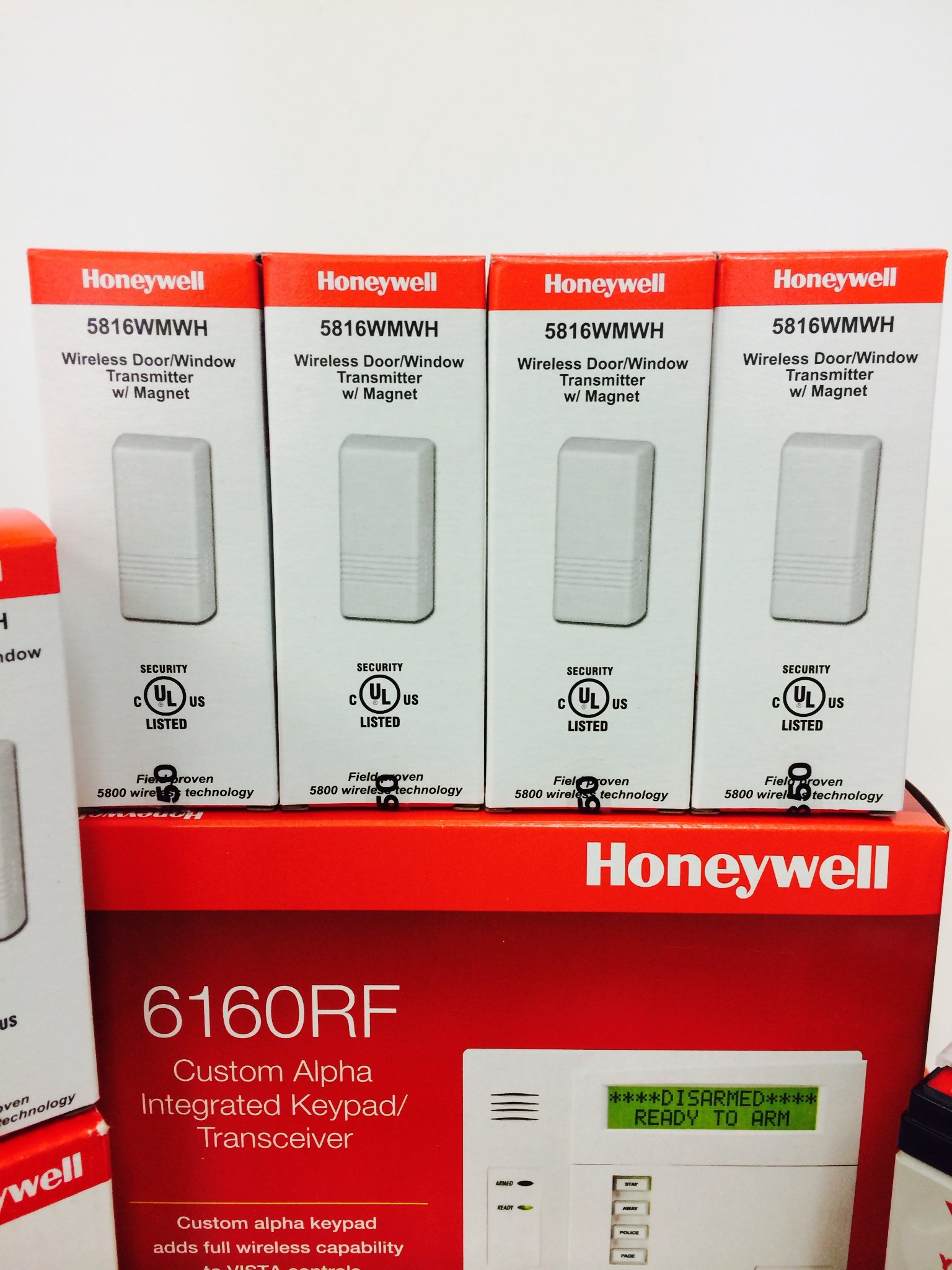 Honeywell Vista 20P, 6160RF, (10) 5816WMWH, Battery, Siren, Jack and Cord Kit Package