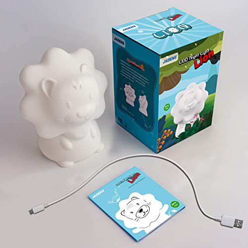 JADENS Cute Night Light for Kids – Paint Free Silicone Lion LED Nightlight, Nursery Lamp with Timer, for Toddler, Baby, Girls, Boys, Children Gift, Bedroom