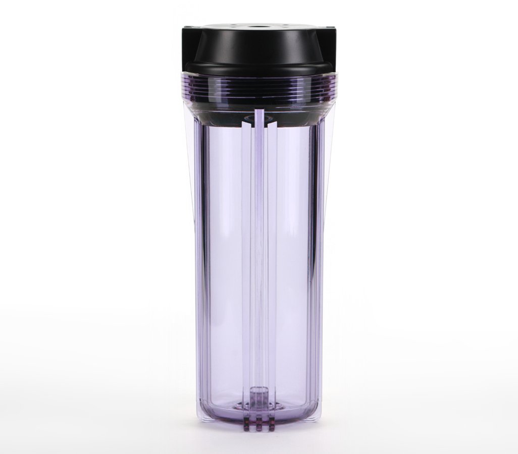 Hydronix HF2-10CLBK14, 10" Clear Housing with Black Flat Cap For RO & Filtration Systems, 1/4" Ports