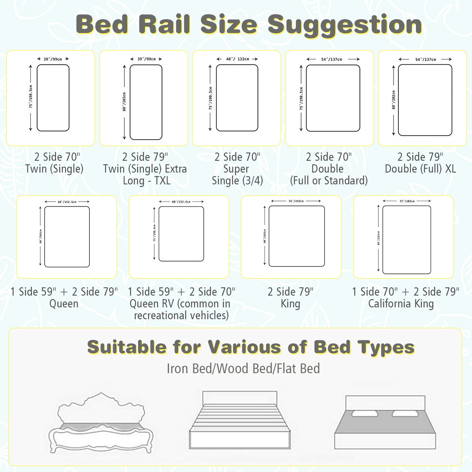 BABY JOY Bed Rail for Toddlers, 57ββ Extra Long, Height Adjustable & Foldable Baby Bed Rail Guard w/Storage Pocket & Double Safety Child Lock for Kids Twin Double Full Size Queen King Mattress (Gray)