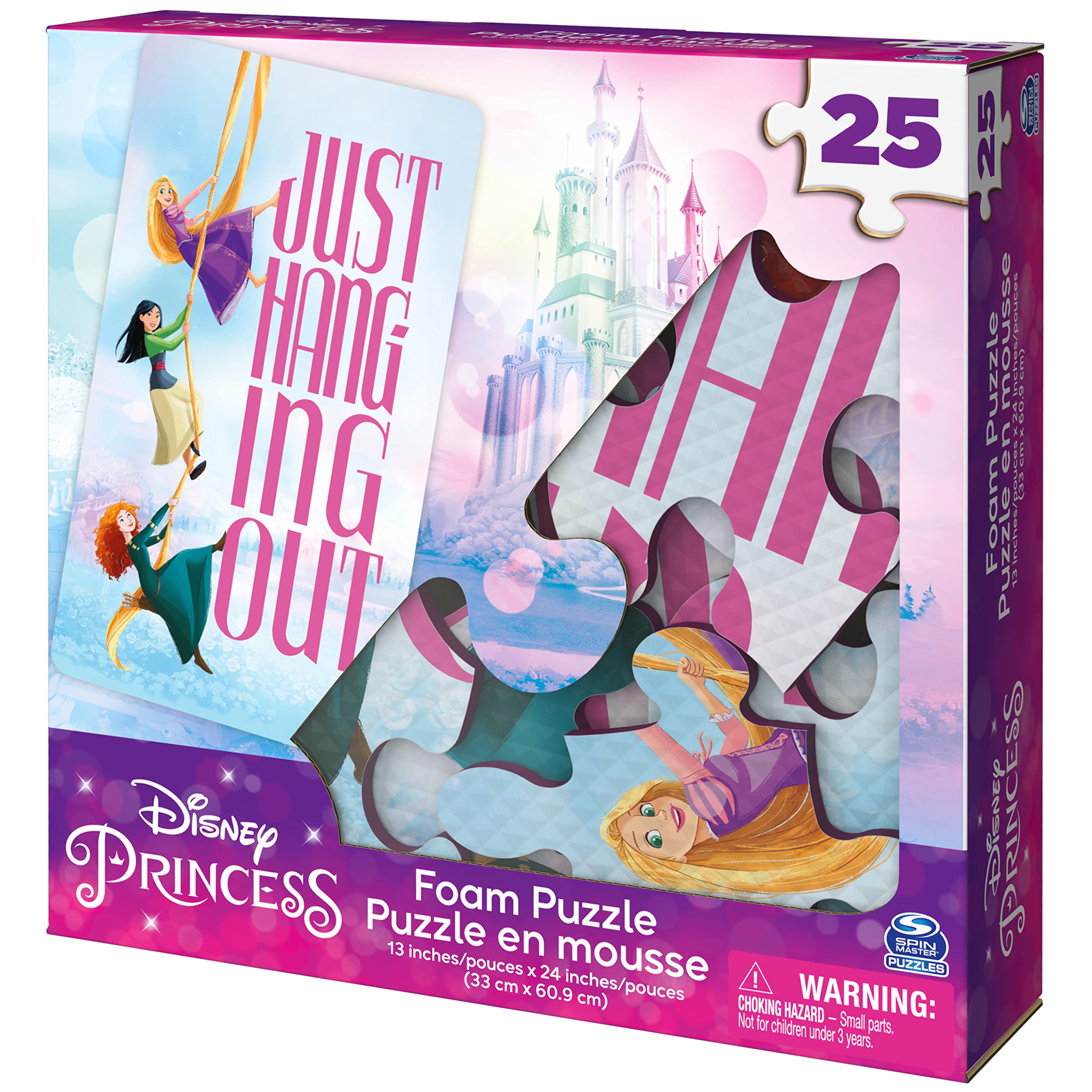 Disney Princess, 25-Piece Jigsaw Foam Squishy Puzzle Just Hanging Out Rapunzel Mulan Merida, for Kids Ages 4 and up