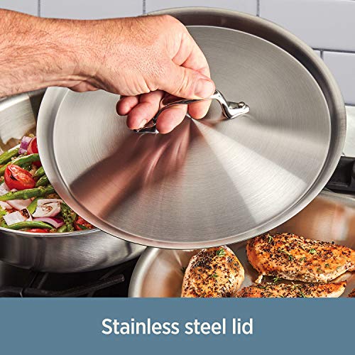 All-Clad D3 3-Ply Stainless Steel Stockpot 8 Quart Induction Oven Broiler Safe 600F Pots and Pans, Cookware Silver