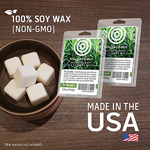 I & Candle, Aromatherapy Wax Melts. 100% Soy Wax (Non-GMO) - Rosemary & Mint (2 Pack)