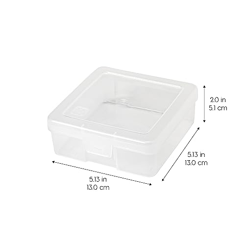 IRIS USA 10 Pack Small Plastic Hobby Art Craft Supply Organizer Storage Containers with Latching Lid, for Pencil, Lego, Crayon, Ribbons, Wahi Tape, Beads, Sticker, Yarn, Ornaments, Stackable, Clear
