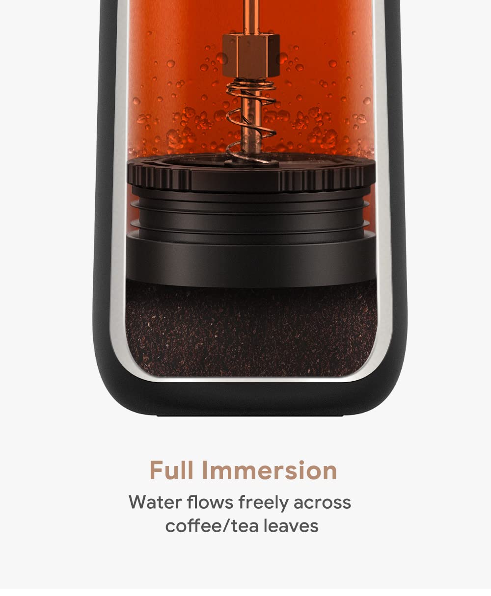 BENFUCHEN Portable French Press Coffee Maker Car-Go Vacuum Insulated Travel Bottle Mug, Hot/Cold Brew Coffee Press With Four-Layer Unique Filter Mesh Stainless Steel Tea Press Single Serve