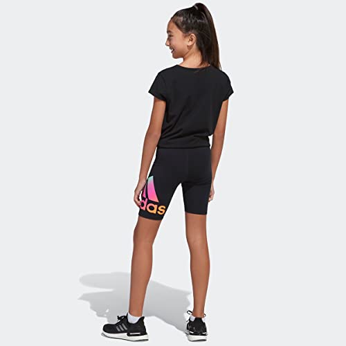 adidas Girls' Short Sleeve Cotton Essential T-Shirt Top, Black, Medium