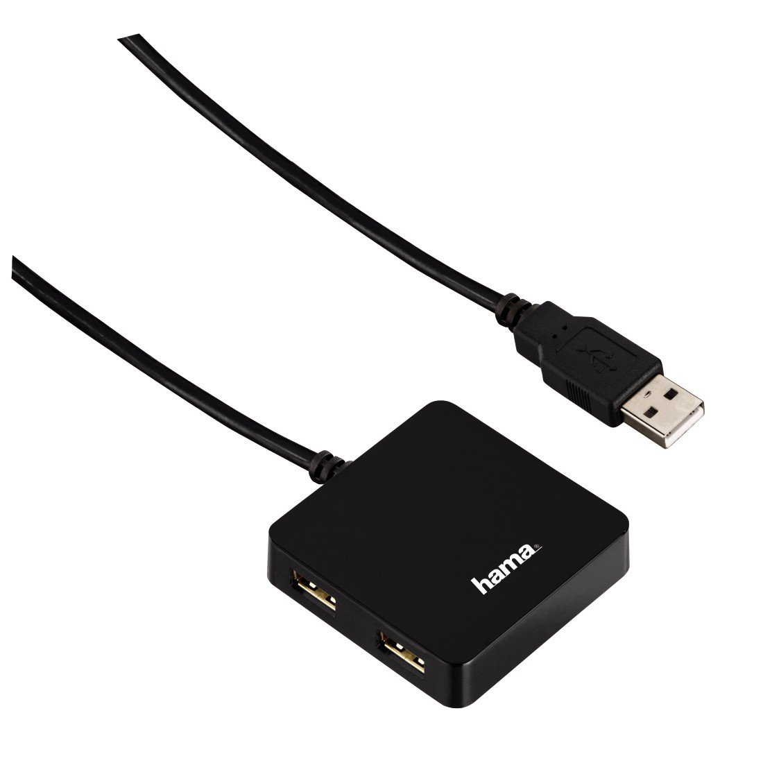 Hama 12131| Multiquad 1:4 Bus Powered USB Port 2.0 Hub | Notebook/PC Computer/MacBook/iMac - Black