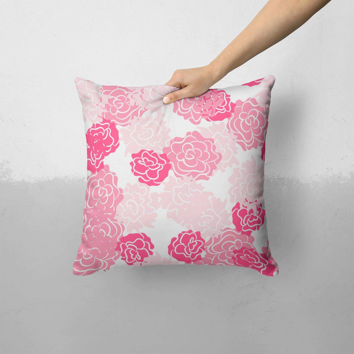 iiRov Pale Pink and Red Cartoon Roses - Custom Decorative Home Decor Indoor or Outdoor Throw Pillow Cover Plus Cushion Set for Sofa, Bed or Couch (Pillow CASE Cover Plus Cushion)