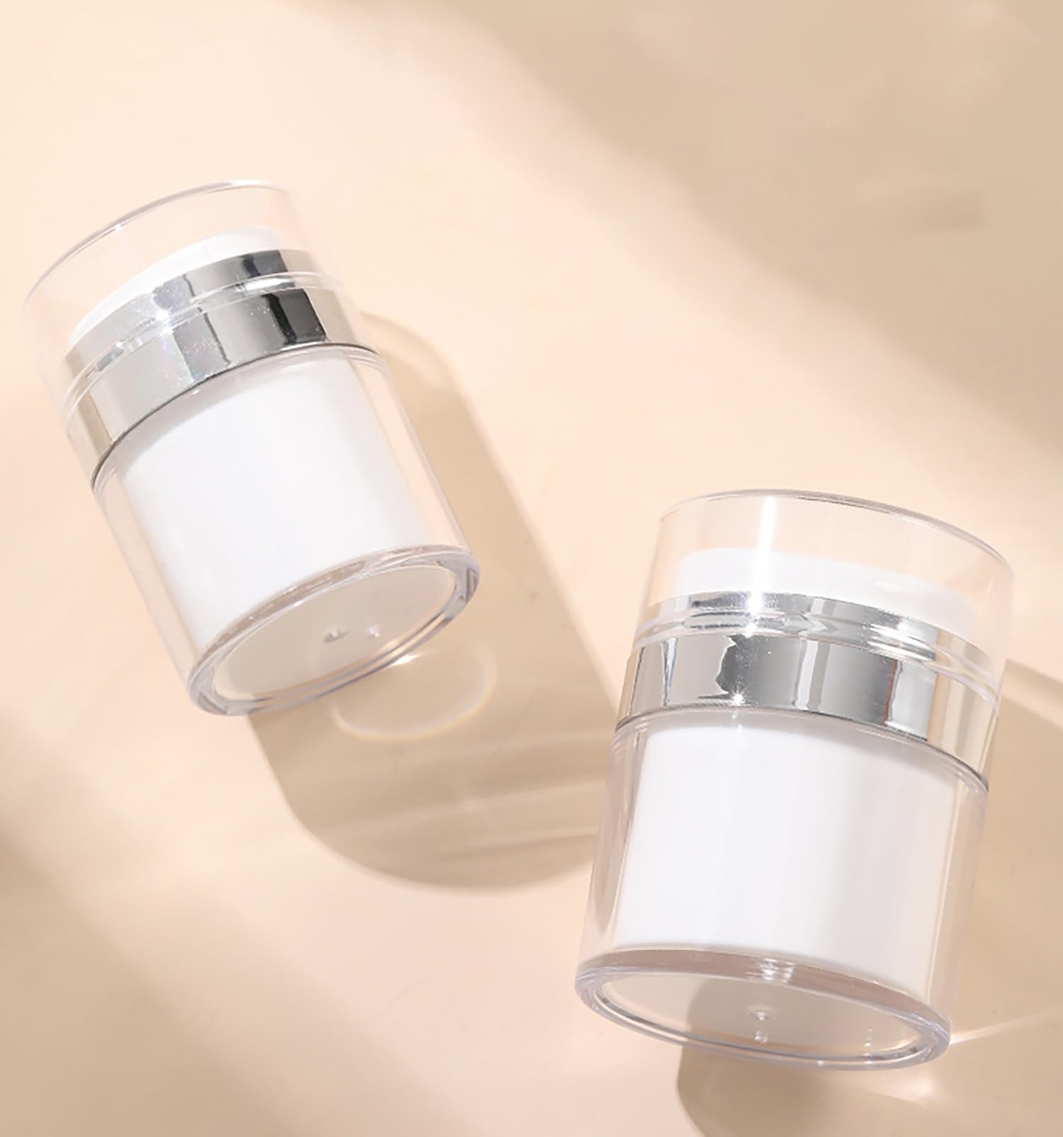 Airless Pump Jars Travel Bottles Lotion Dispenser Moisturizer Pump Dispenser Airless Pump Bottles Drunk Elephant Container Pump Moisturizer Container (3PCS (1.7 OZ /1.0 OZ/0.5OZ))