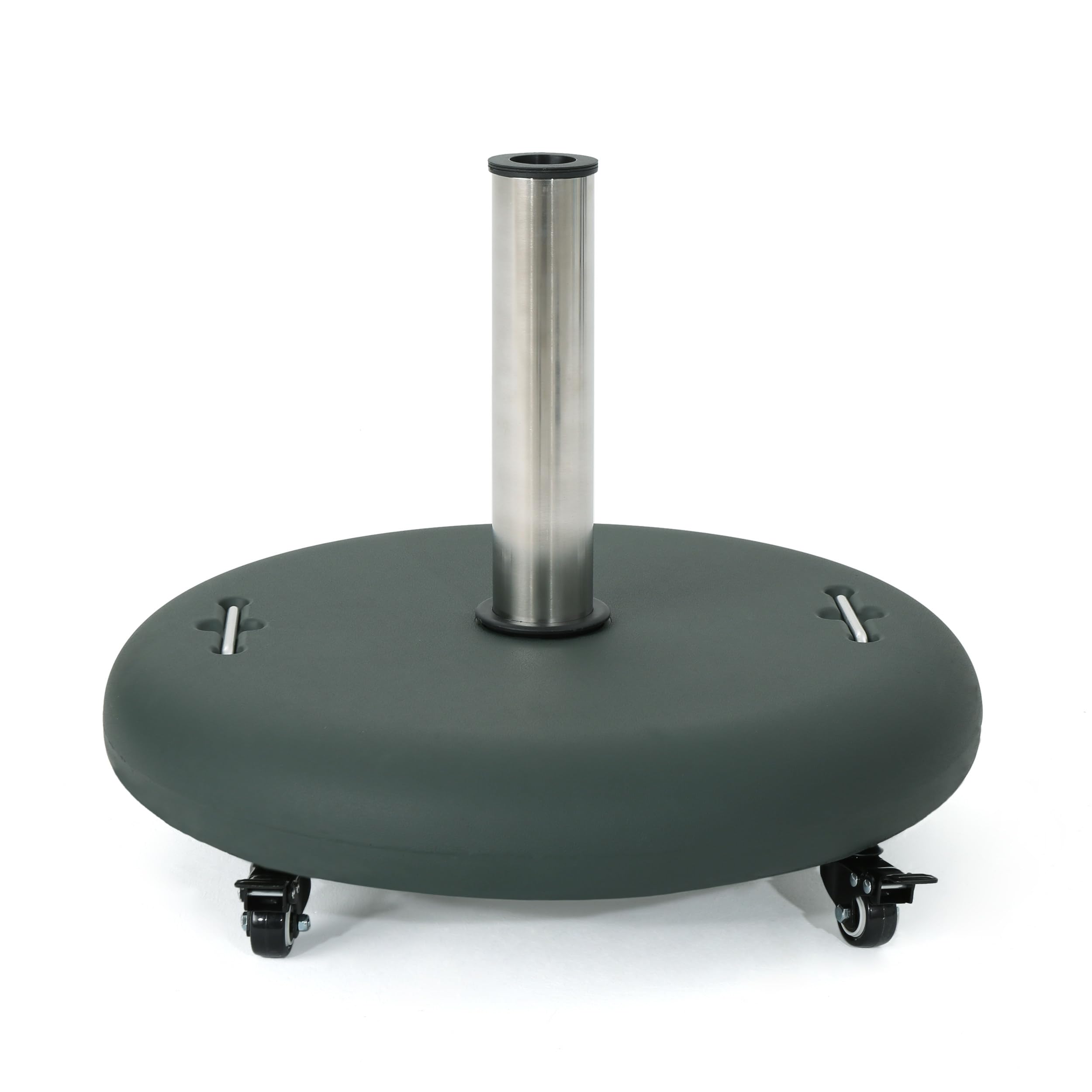 Christopher Knight Home Hayward Outdoor Concrete Circular 80lb Umbrella Base with Stainless Steel Pole Handle, Green