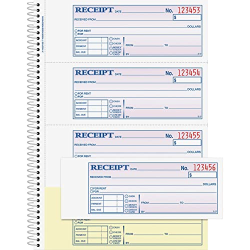 Adams(R) Carbonless 2-Part Spiral Money/Rent Receipt Book, 7 5/8in. x 11in., Book of 200 Sets, SC1182