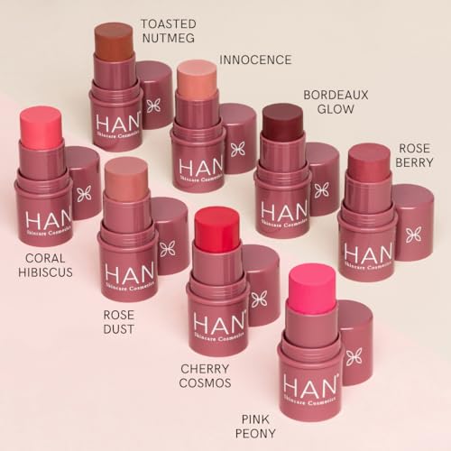 HAN Skincare Cosmetics Vegan, Cruelty-Free 3-in-1 Multistick for Cheeks, Lips, Eyes, Coral Hibiscus