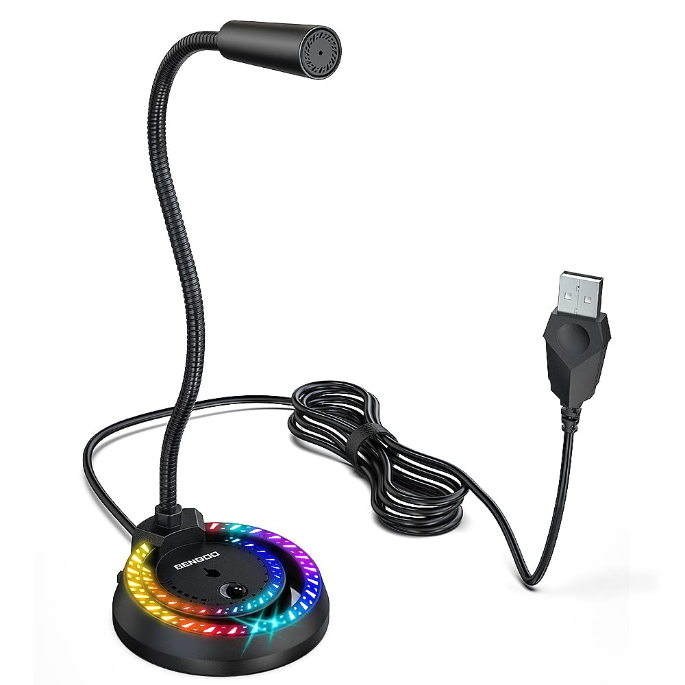 BENGOO USB Microphone for Computer, GM-01 PC Microphone, Mute & Volume Control, Plug and Play, Gaming Microphone for PC Desktop PS4 Laptop Mac Windows Recording Conference YouTube Streaming Twitch