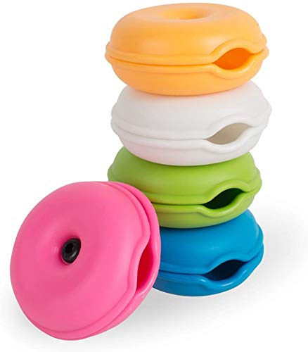 Cord Keeper Cable Wrap Winder 5 Packs Earbuds Headphone Holder Box Tangle-Free Power Cord Shortener Organizer Cable Reel Storage Case Turtle Shell Lightening Cable Manage Case with 5 Colors by WeGo