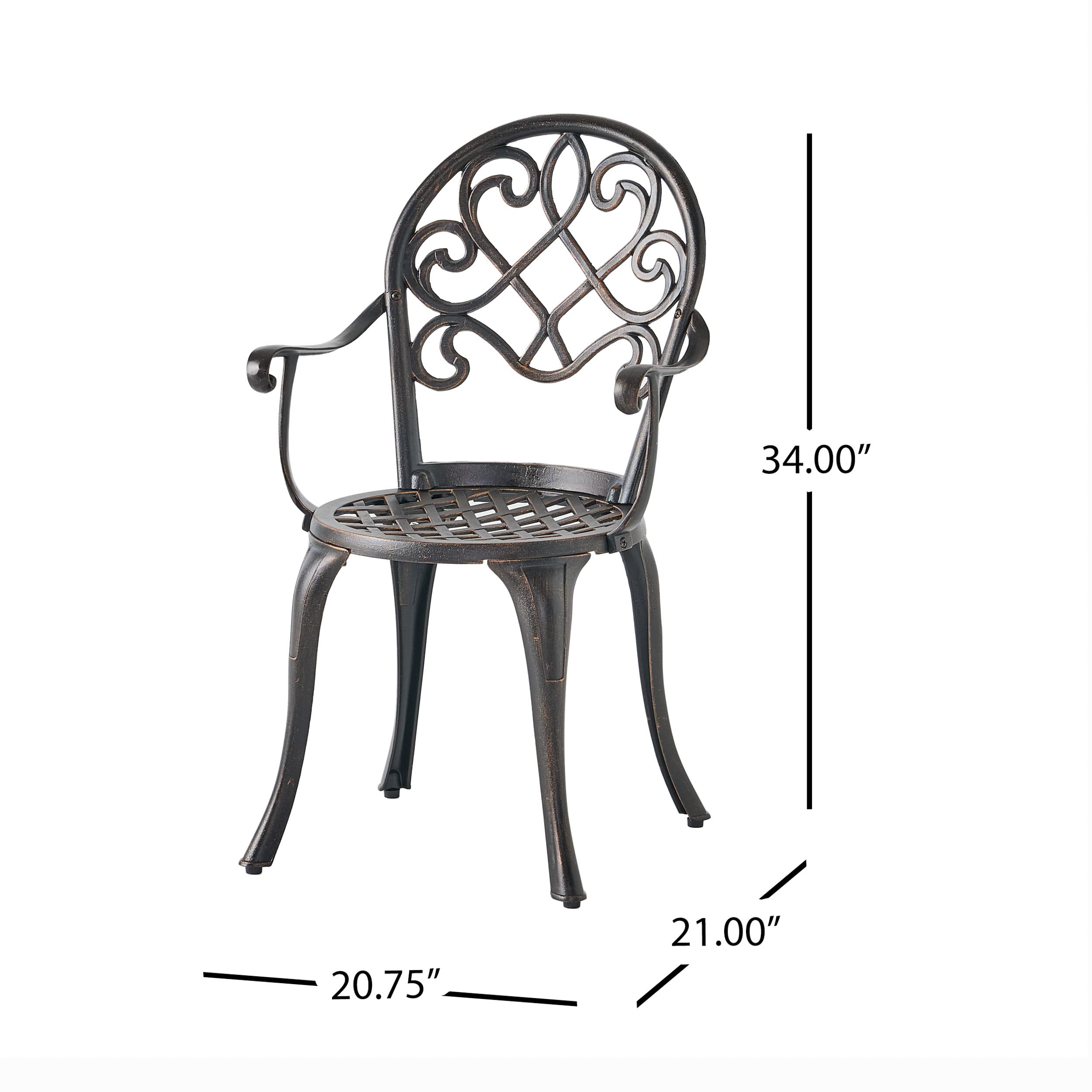 Christopher Knight Home Angeles Outdoor Cast Aluminum Bistro Furniture Set with Ice Bucket, 3-Pcs Set, Copper