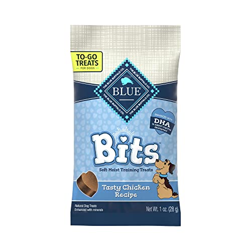 Blue Buffalo BLUE Bits Natural Soft-Moist Training Dog Treats TO-GO, Chicken Recipe 1-oz Bags (Pack of 12)