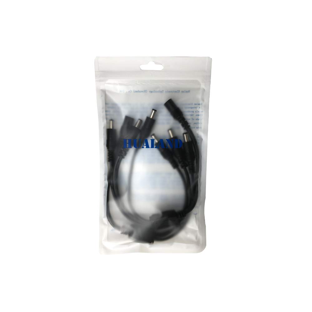 HUALAND 2 Pack Black 1 Female to 3 Male 5.5mm X 2.1mm CCTV DC Power Supply Splitter Cable