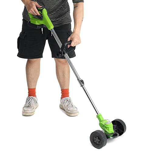 Cordless Lawn Trimmer Weed Wacker,24V 2.0Ah Li-Ion Battery Powered Grass Trimmer Lawn Edger with Cutting Blade,Lightweight Grass Trimmer Adjustable Height Weed Eater Tool for Garden and Yard