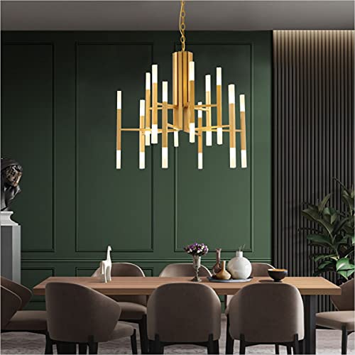 BOKT Modern Gold LED Sputnik Chandelier Mid Century Brushed Brass 24-Lights Round Chandelier Pendant Light Kitchen Island Vintage Industrial Flush Mount Ceiling Light Fixture